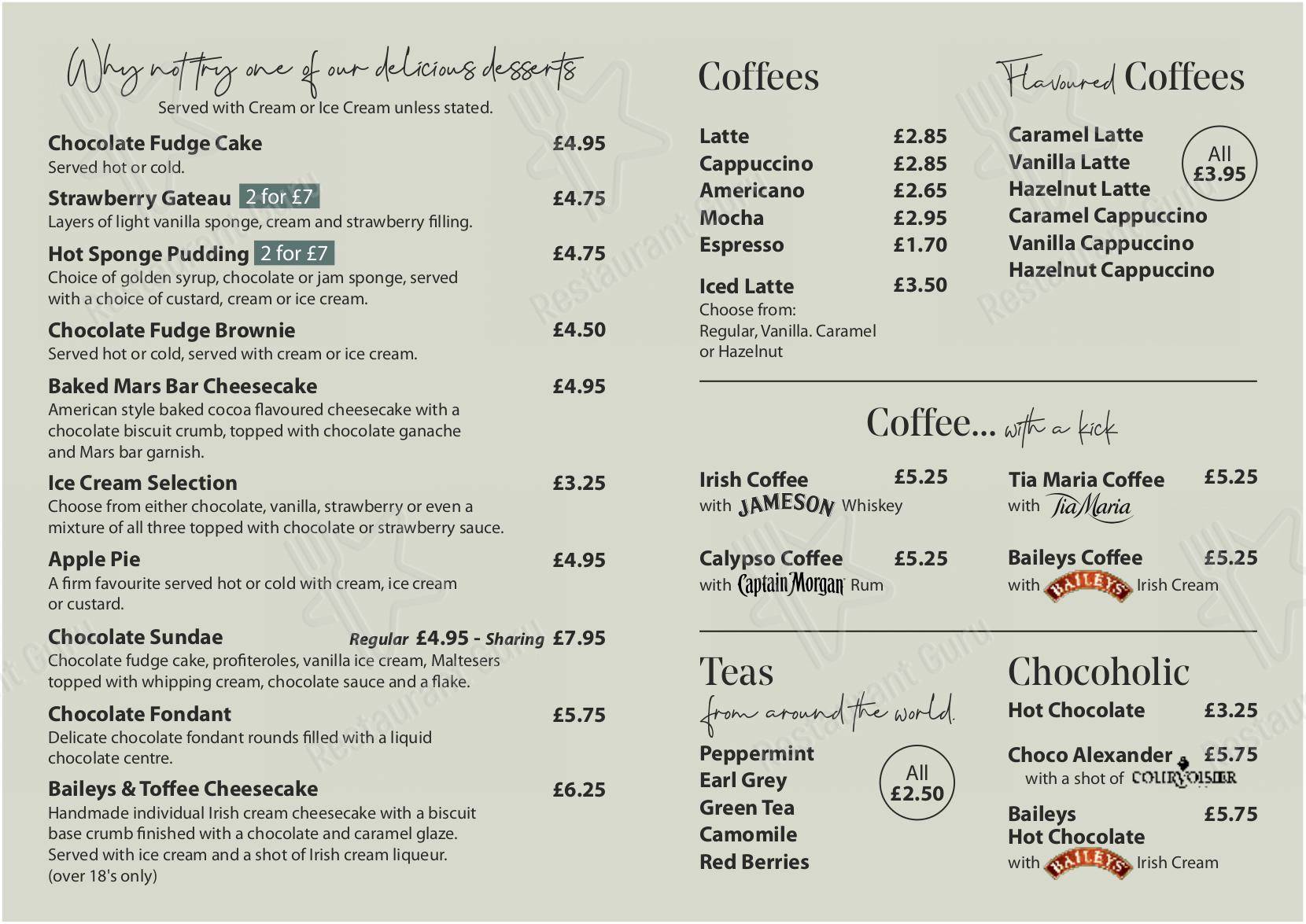 Menu at The Liversedge pub & bar, Liversedge