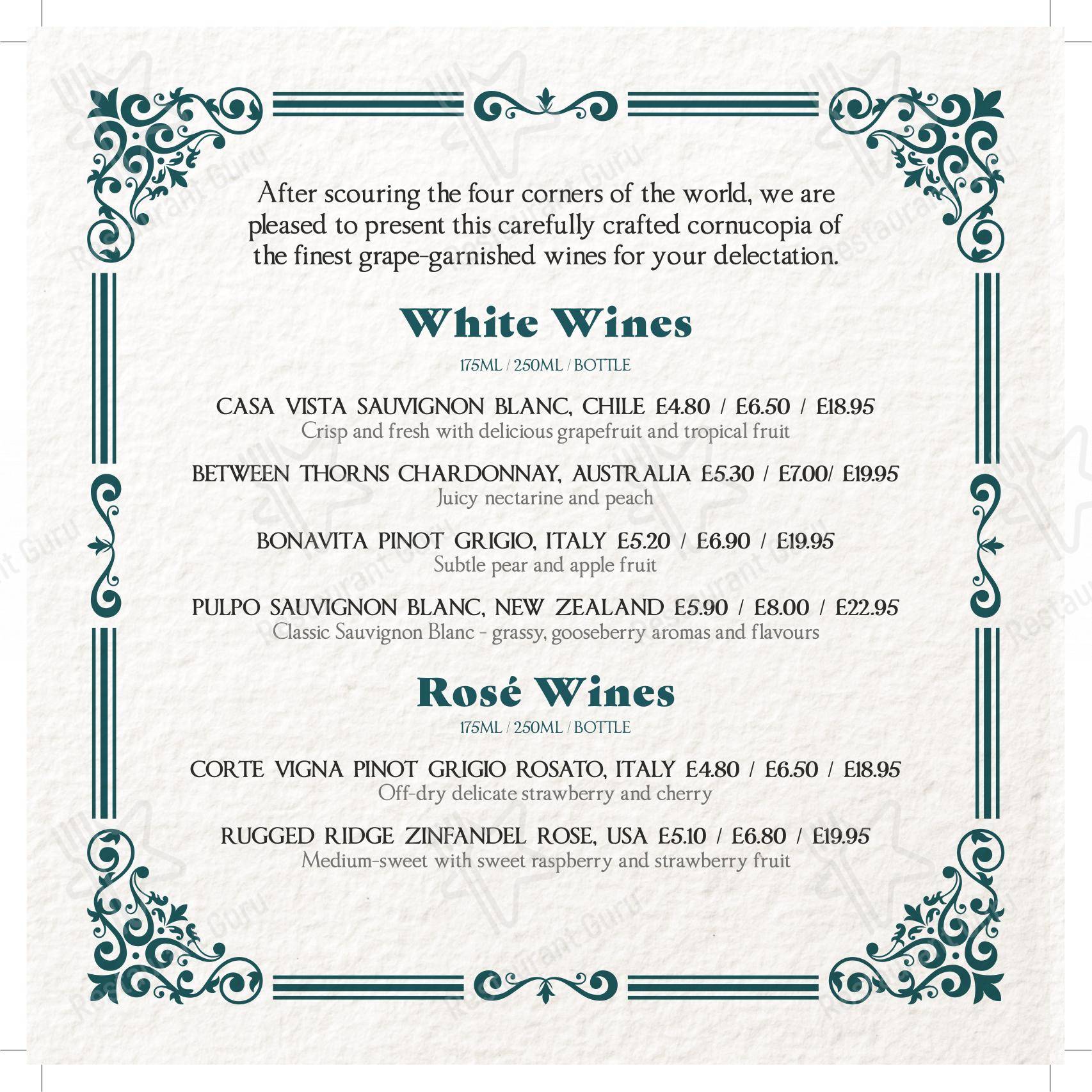 Menu at The Devonshire pub & bar, Belper