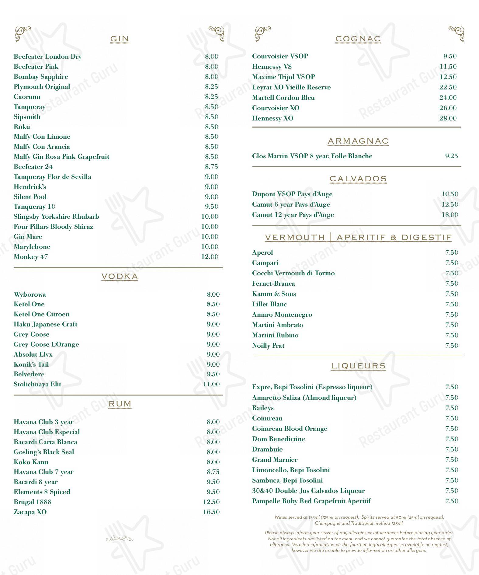 Menu at The Ivy St Albans Brasserie restaurant, St Albans
