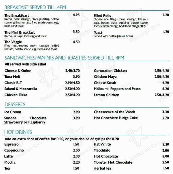 Menu at Bank Street Bar Kitchen, Glasgow