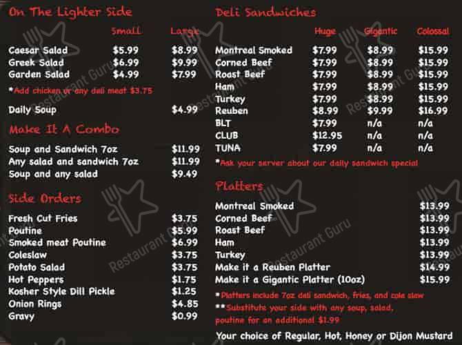 Menu at Corned Beef House restaurant, Vaughan, 120 Whitmore Rd #19