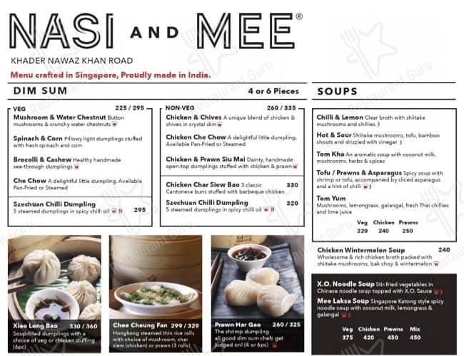 Menu at Nasi and Mee - Nungambakkam, Chennai