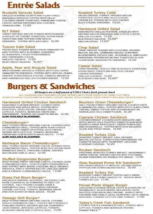 Menu at Oswego Grill- Lake Oswego pub & bar, Lake Oswego