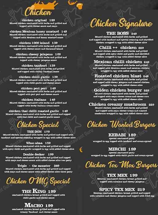 Menu at Cheesy Juicy Burgers, Chennai, 171