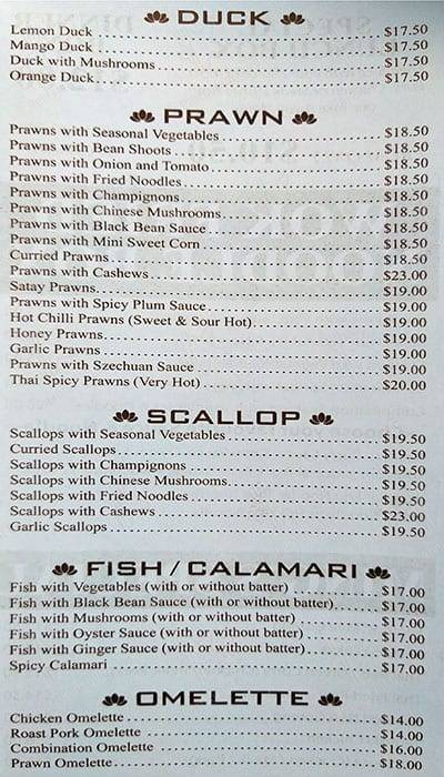 Menu at Chelsea Inn Chinese Restaurant, Chelsea Heights