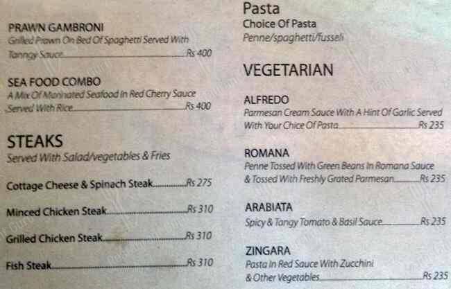 Menu at Maori, Bengaluru