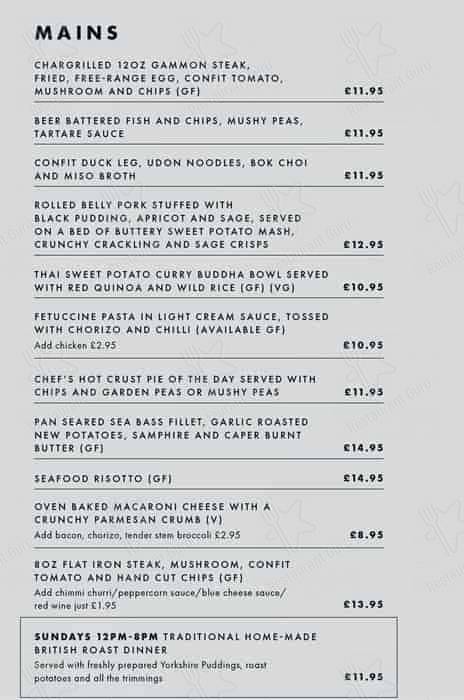 Menu at THE HEATON pub & bar, Stockport, 474 Didsbury Rd