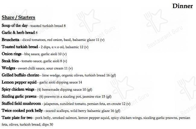 Menu at Whale & Ale restaurant, Clarkson