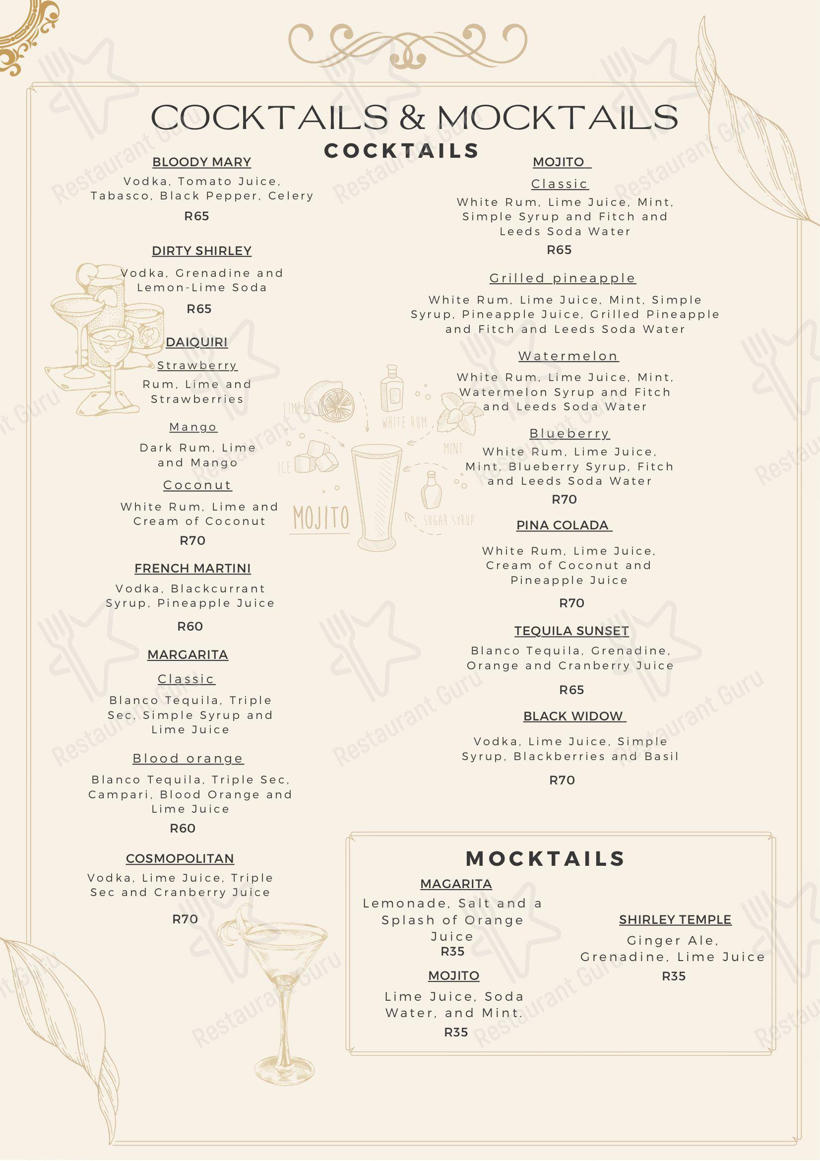 Menu at Red Ruby Restaurant, Pretoria
