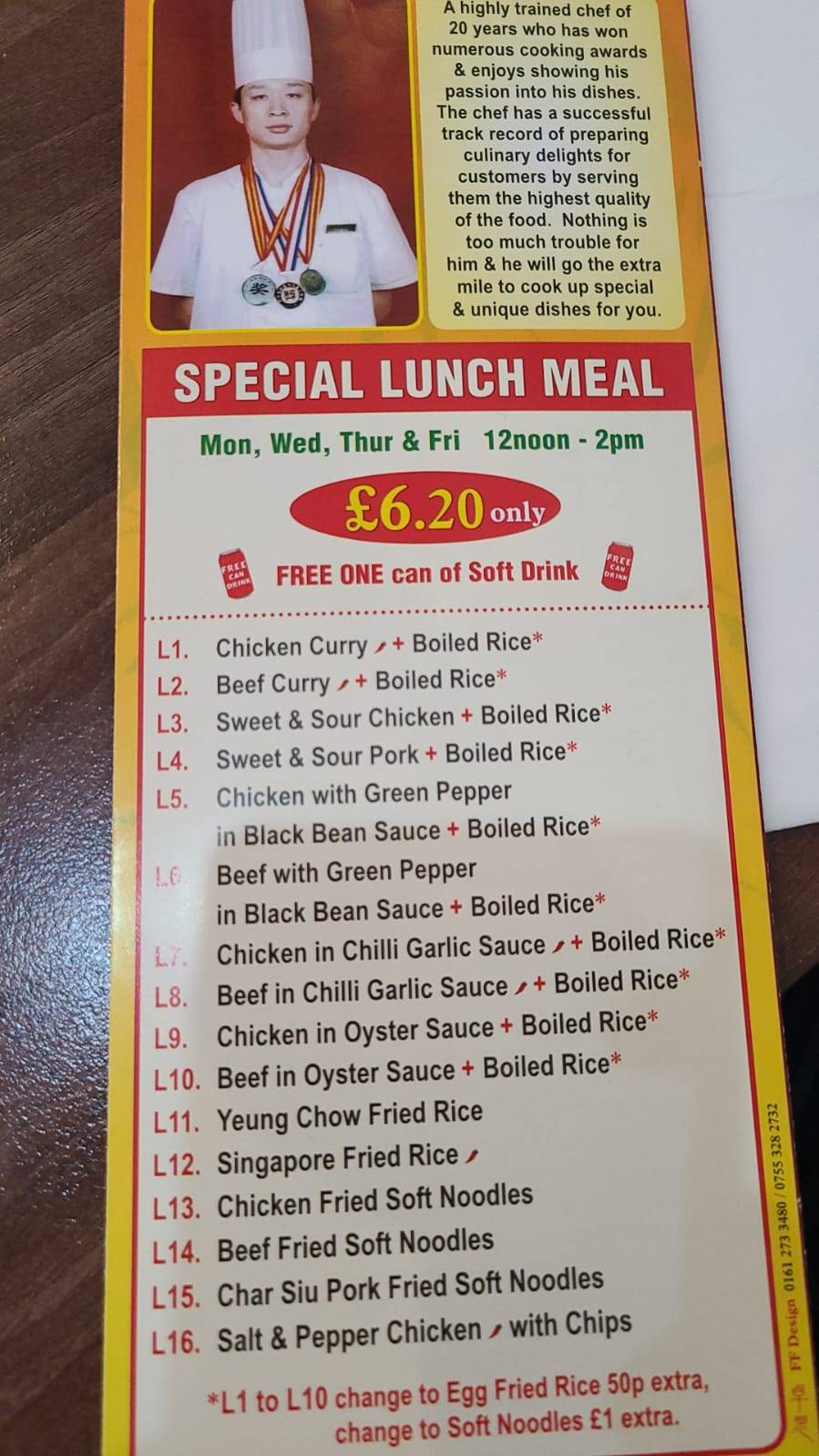 Menu at iCook fast food, Altrincham