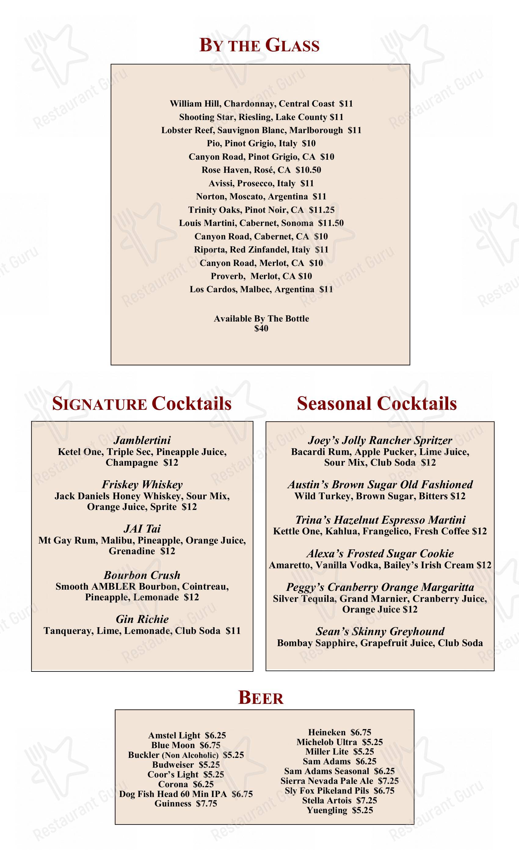 Menu at Joseph Ambler Inn pub & bar, Montgomeryville