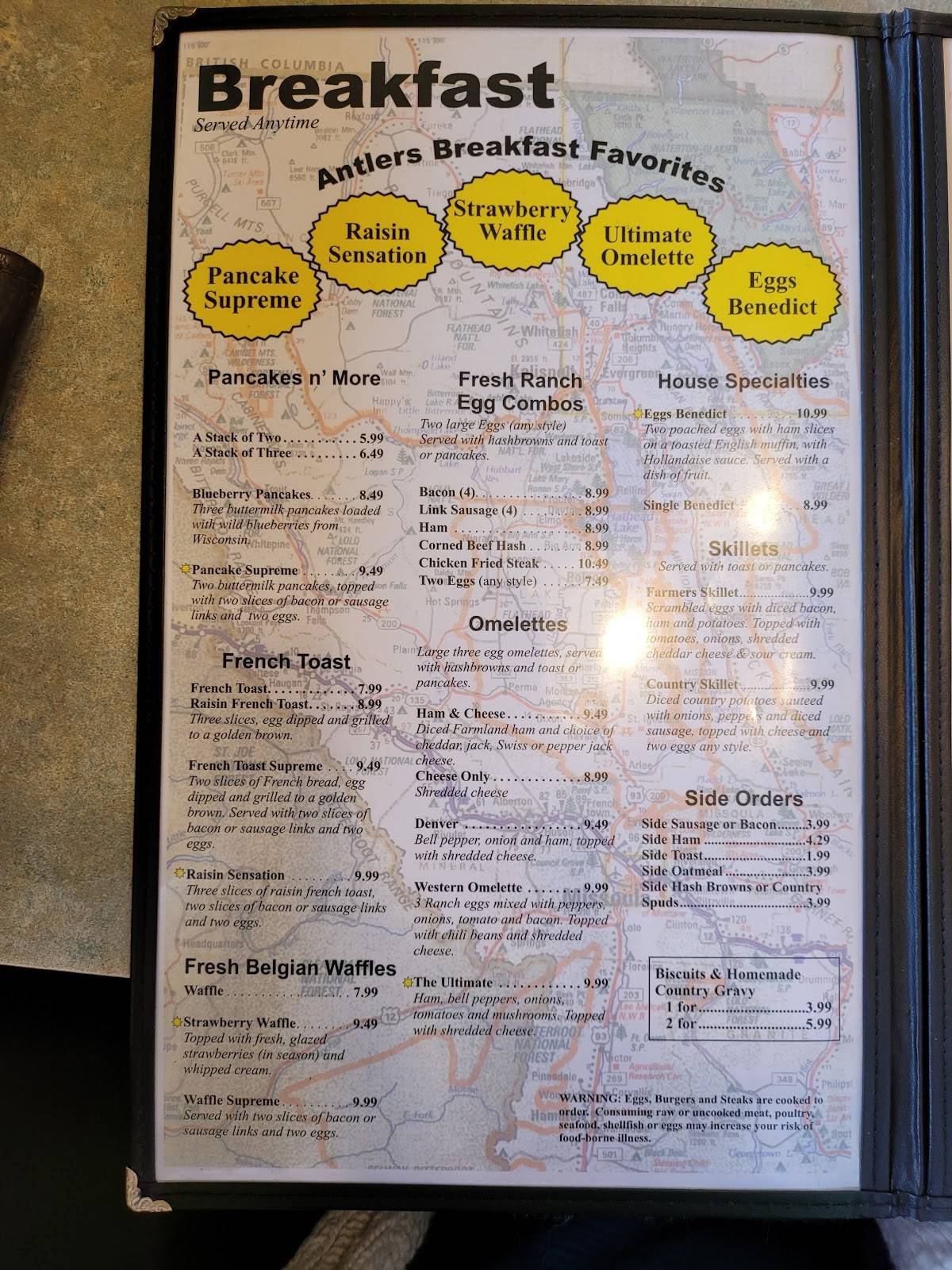 Menu at 4Bs Antlers Libby restaurant, Libby