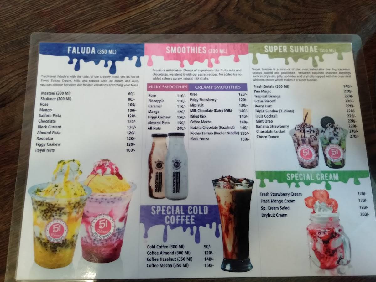 Menu at 51 Rainbow icecream,kohima, Kohima