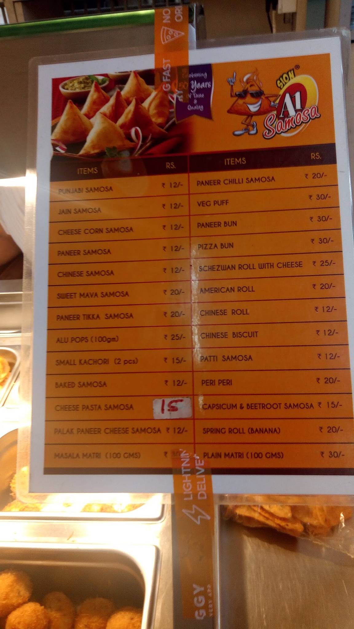 Menu at A1 Samosa, Mumbai, 5A-5