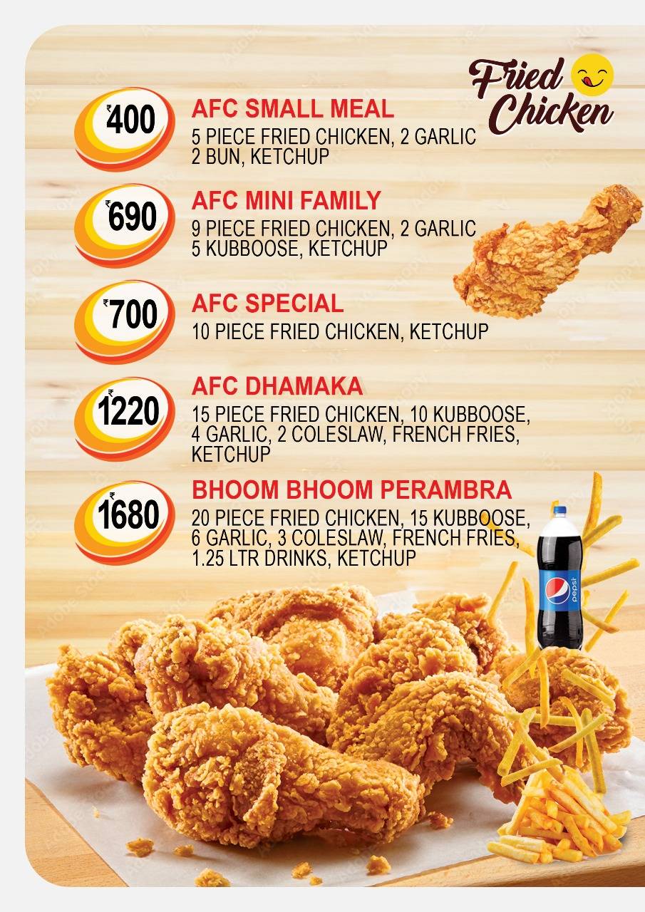 Menu at AFC (American Fried Chicken) Perambra, Perambra