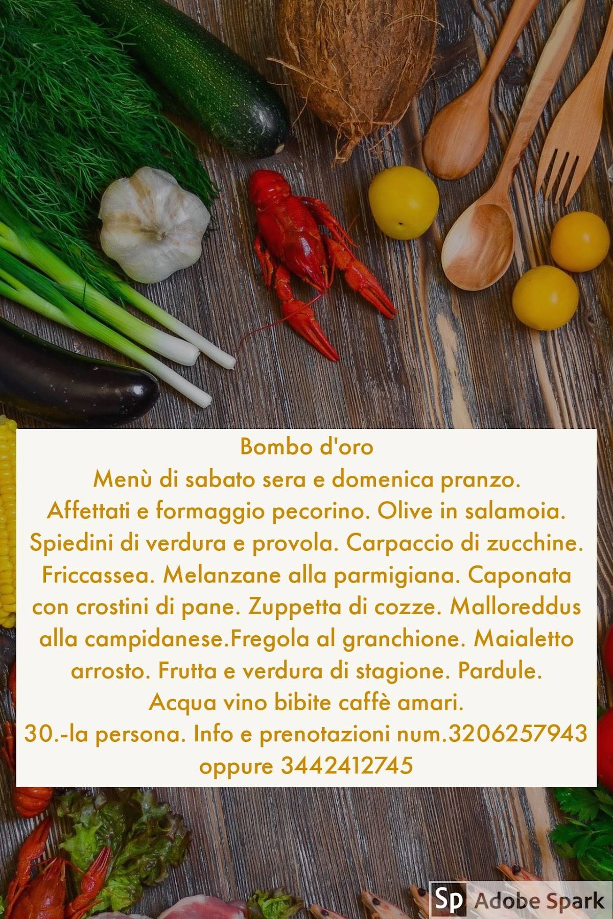 Menu da Agriristo il Bombo D'oro ristorante, Quartu Sant'Elena