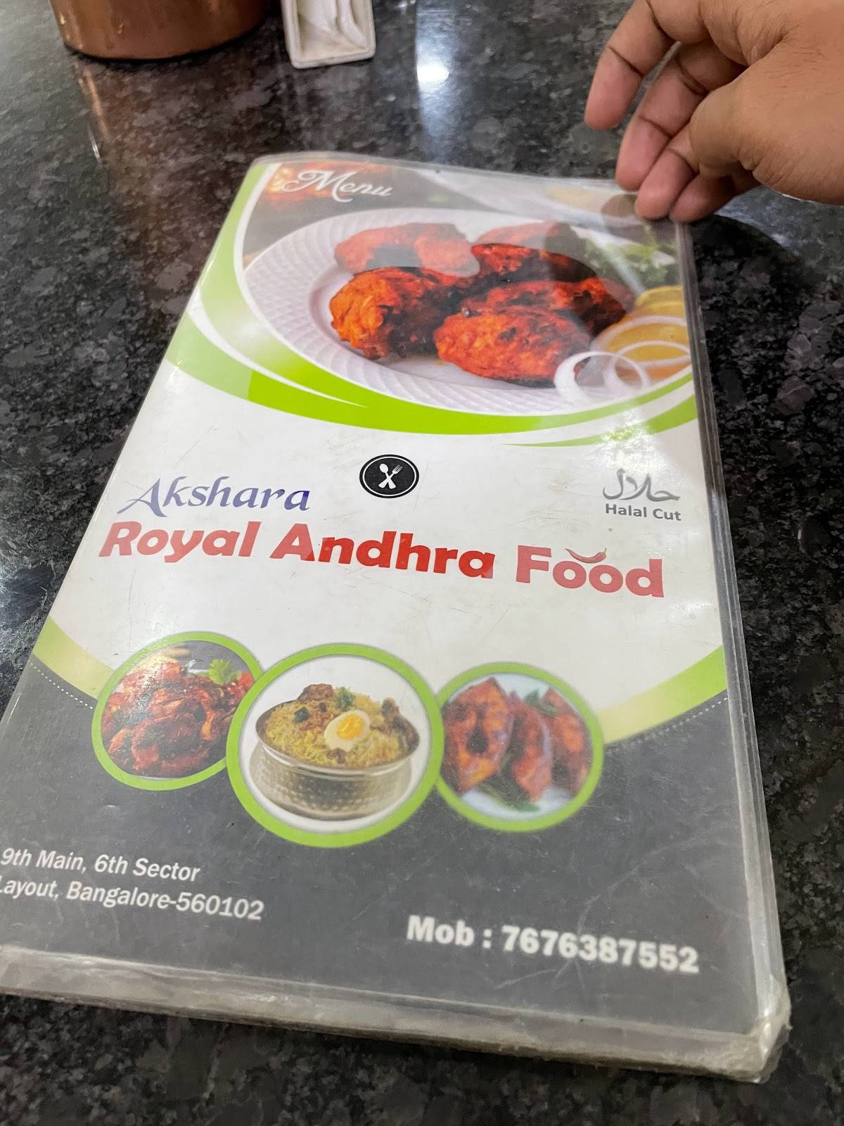 Menu at Akshara royal andhra food, Bengaluru