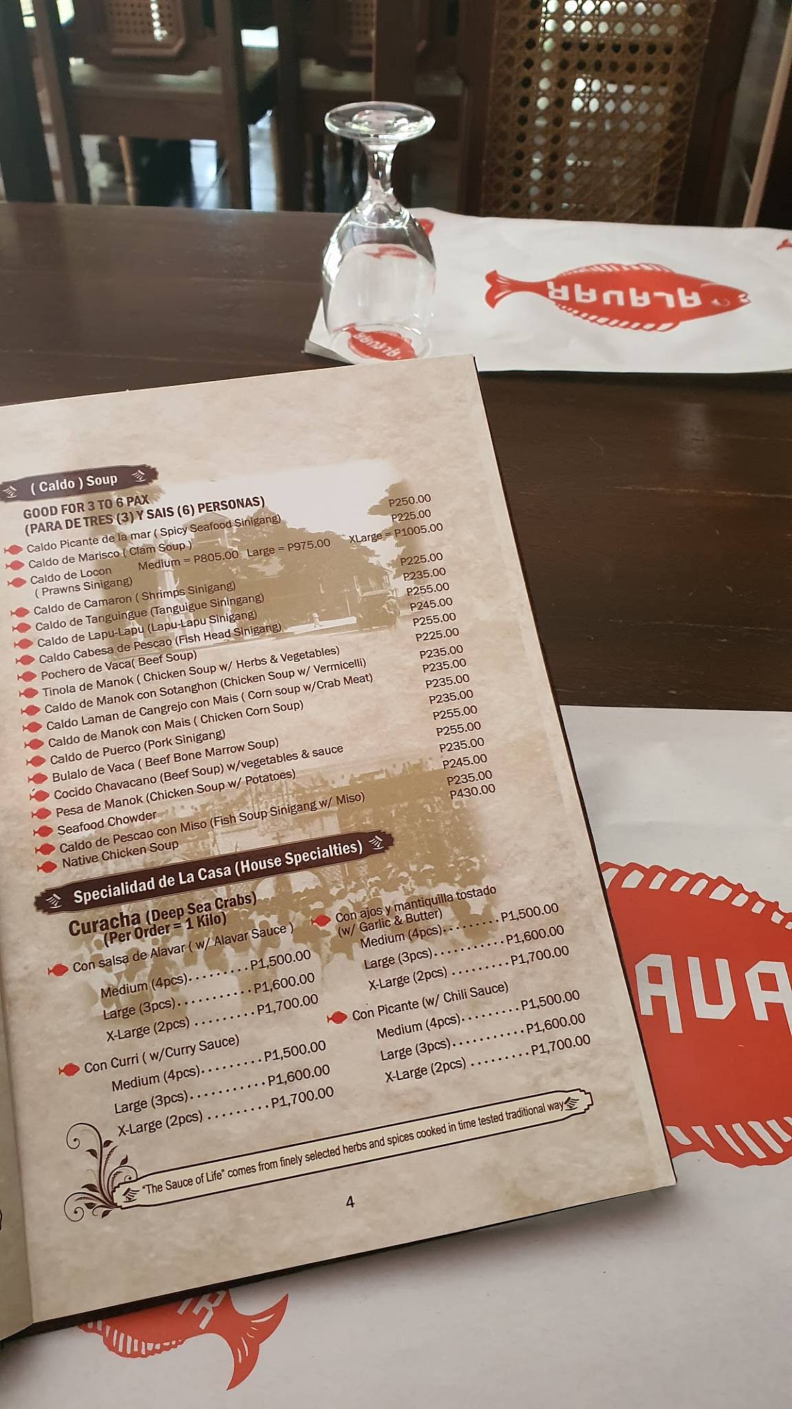 Menu at Alavar Seafood Restaurant, Zamboanga, 173 Don Alfaro St
