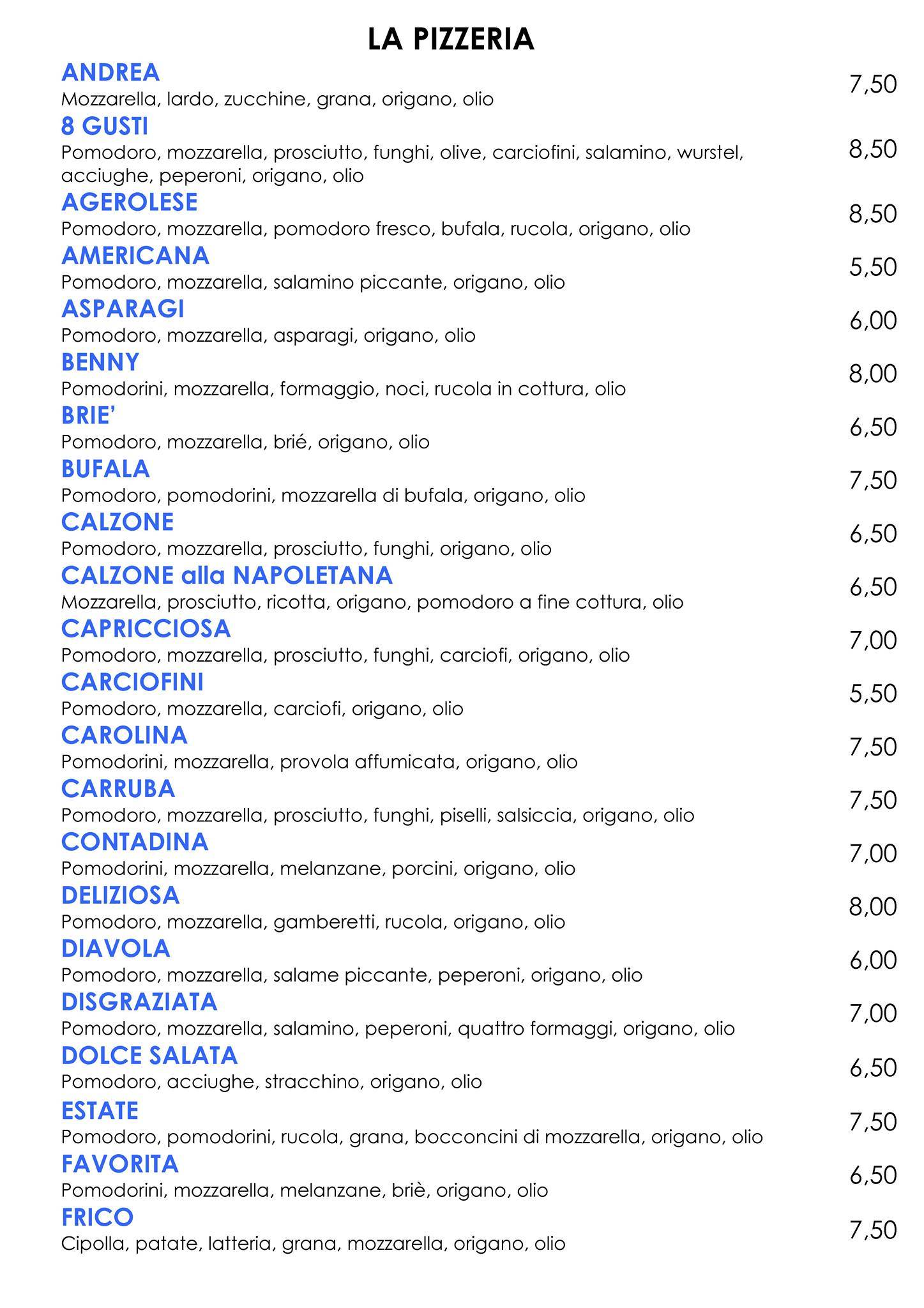Speisekarte von Albergo Al Parco restaurant, Tavagnacco