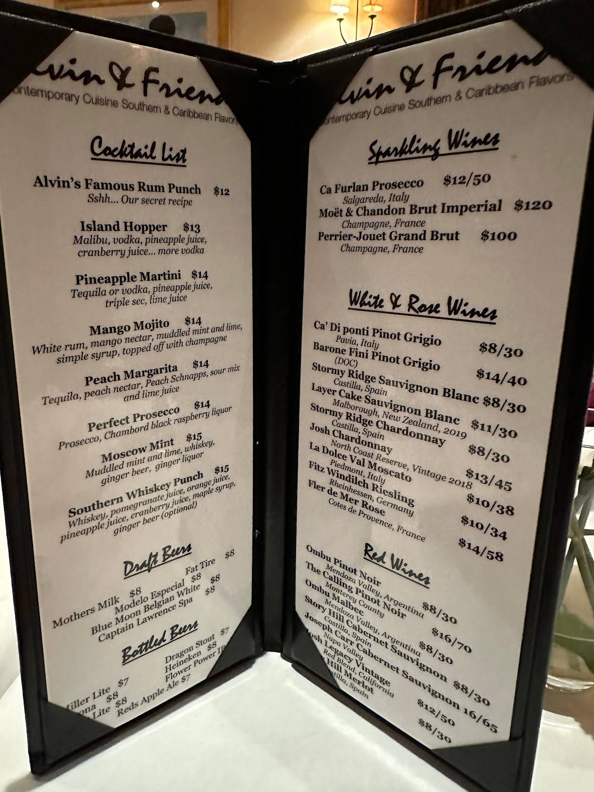 Menu at Alvin & Friends restaurant, New Rochelle