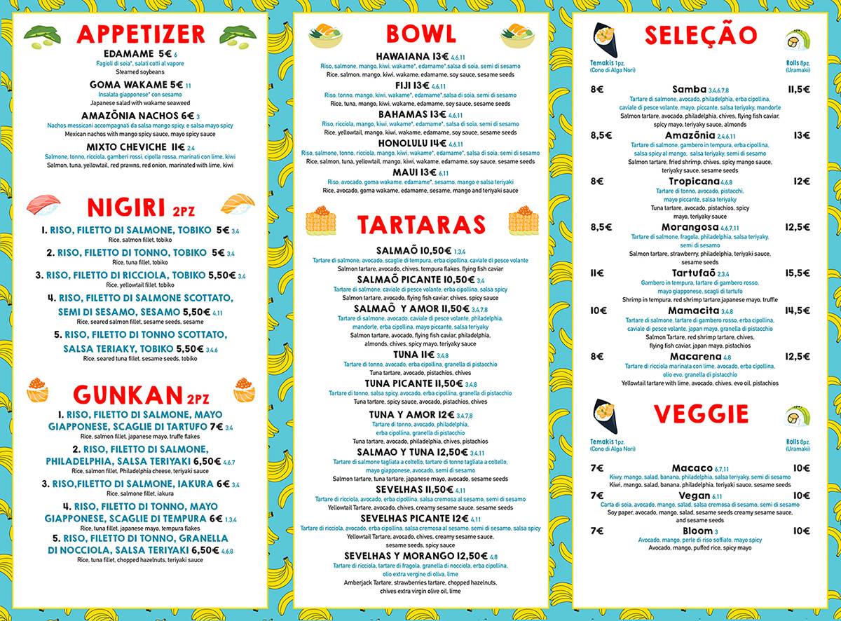 Menu at Amazonia piazza bologna restaurant, Rome
