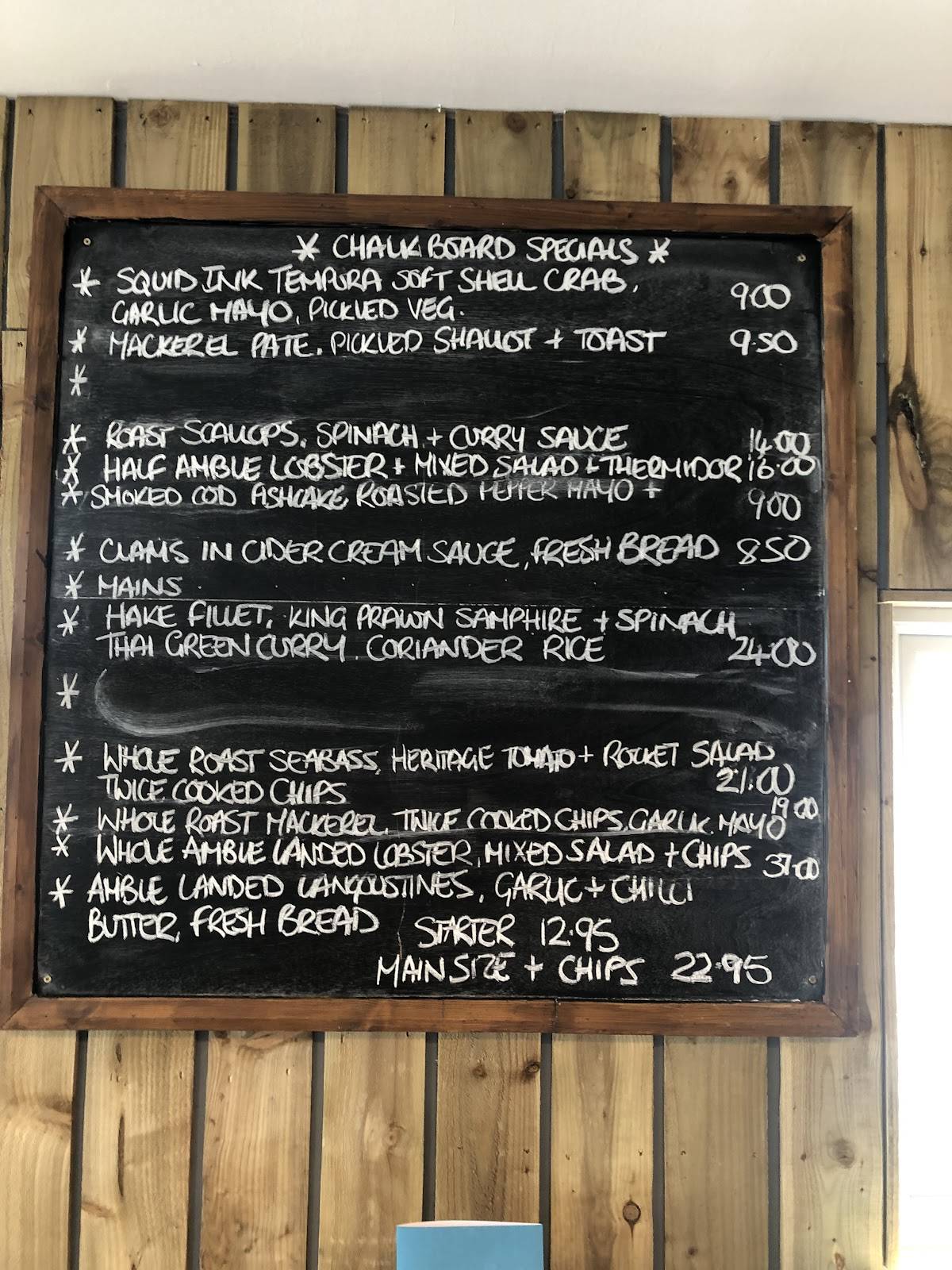 Menu at The Old Boathouse restaurant, Warkworth