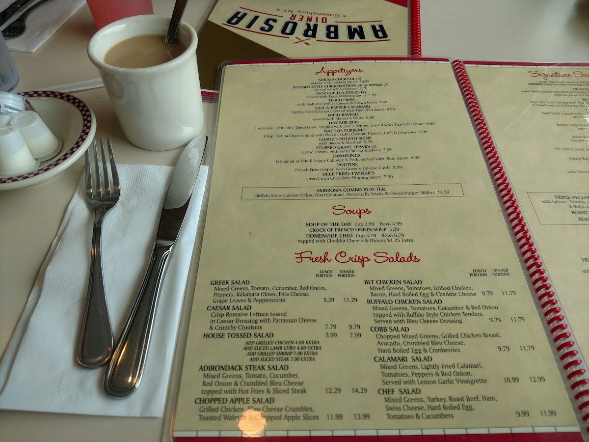 Menu at Ambrosia Diner restaurant, Queensbury, 518 Aviation Rd