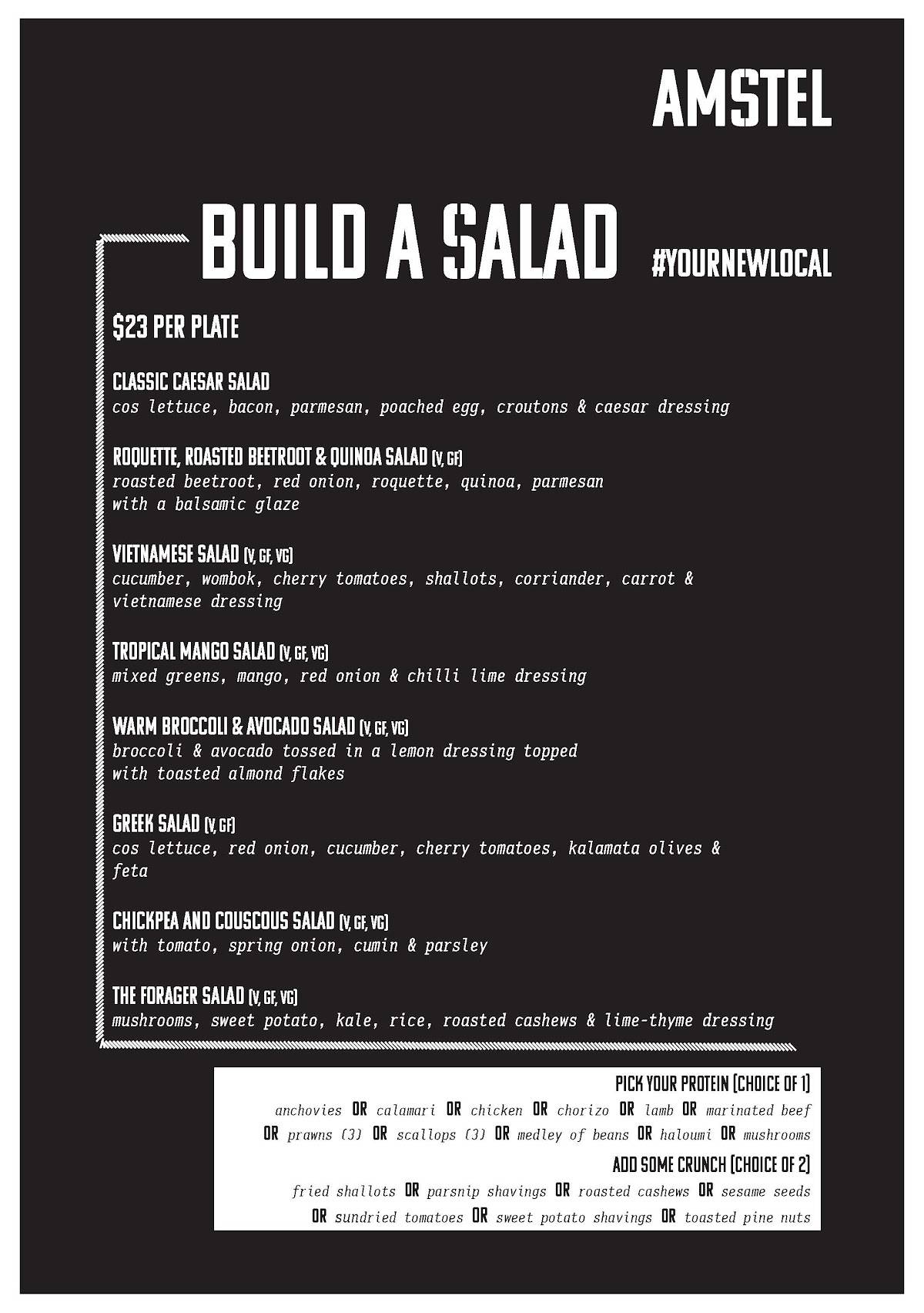 Menu at Amstel Club, Cranbourne