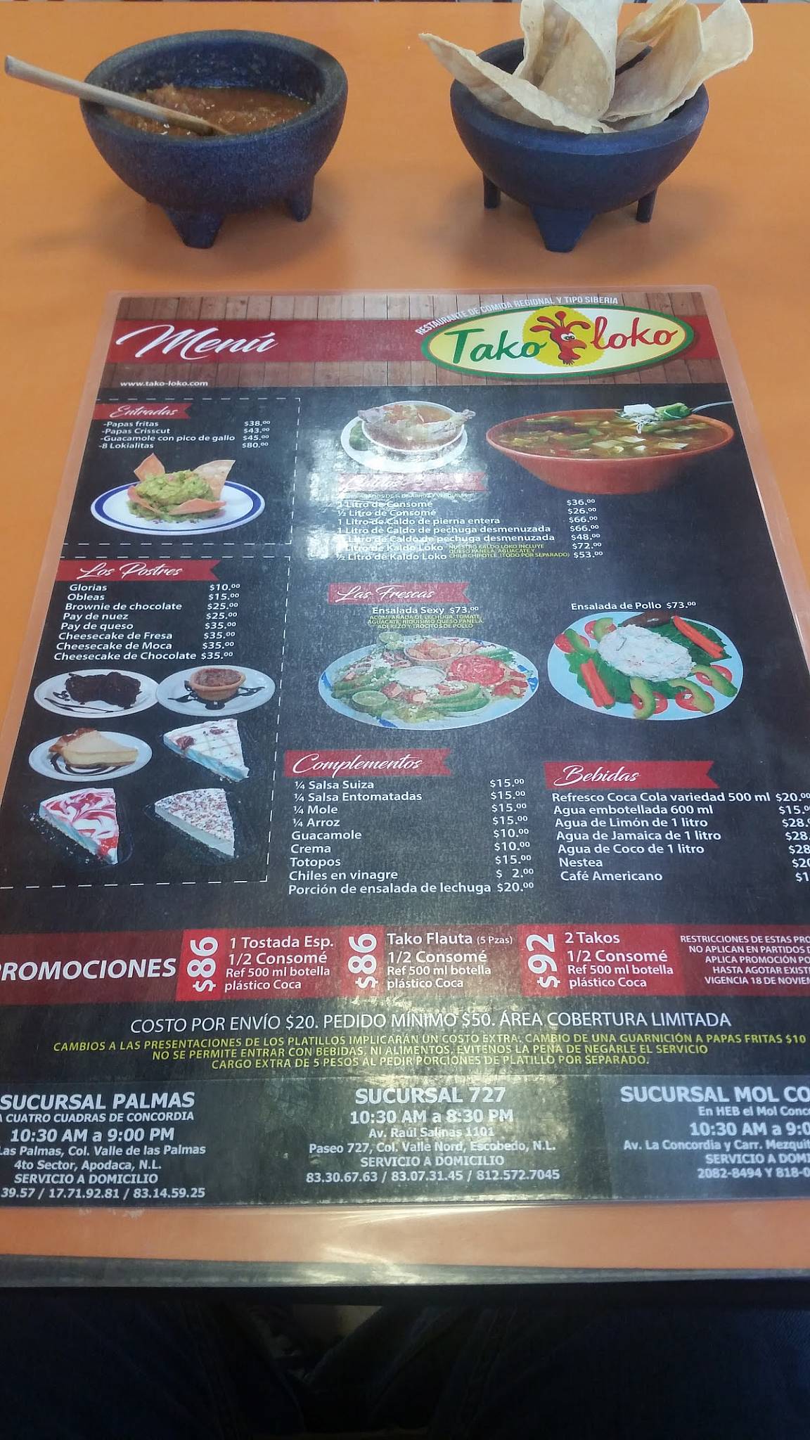 Menu at Tako Loko restaurant, Ciudad Apodaca, Palm Valley