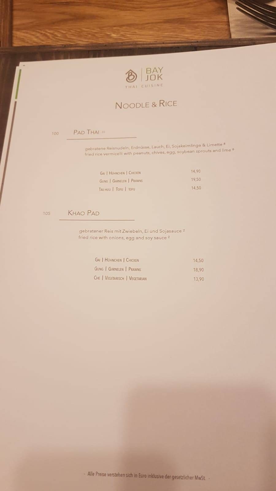 Menu at BAY JOK • thai cuisine restaurant, Heidelberg