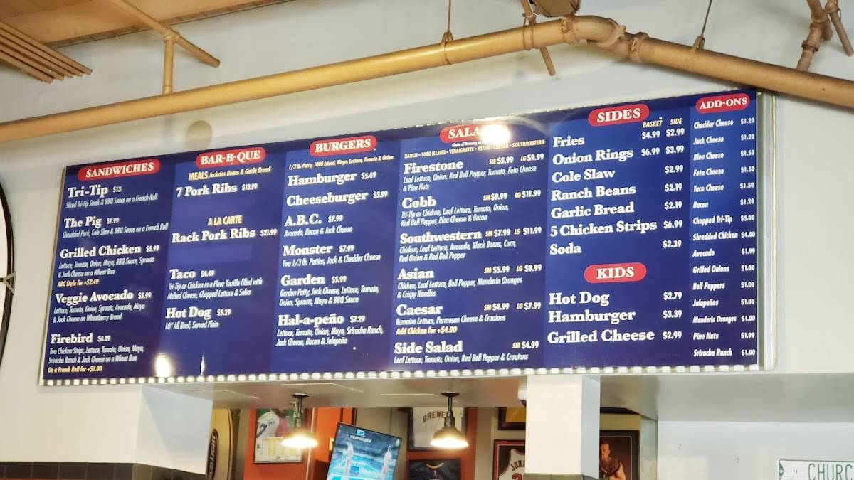 Menu at Firestone Grill BBQ, San Luis Obispo