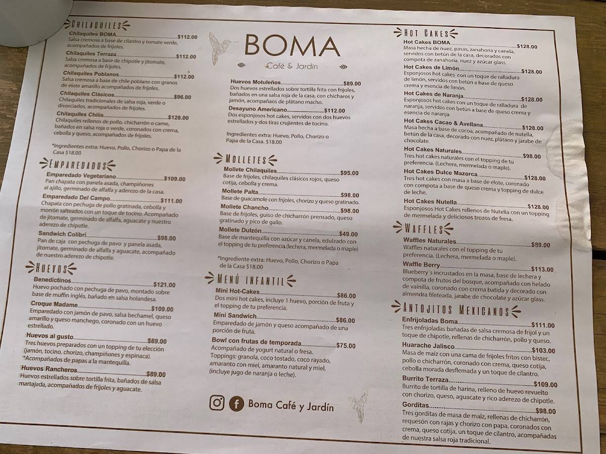 Carta de BOMA CAFE Y JARDIN, Guadalajara, Monte Líbano 32