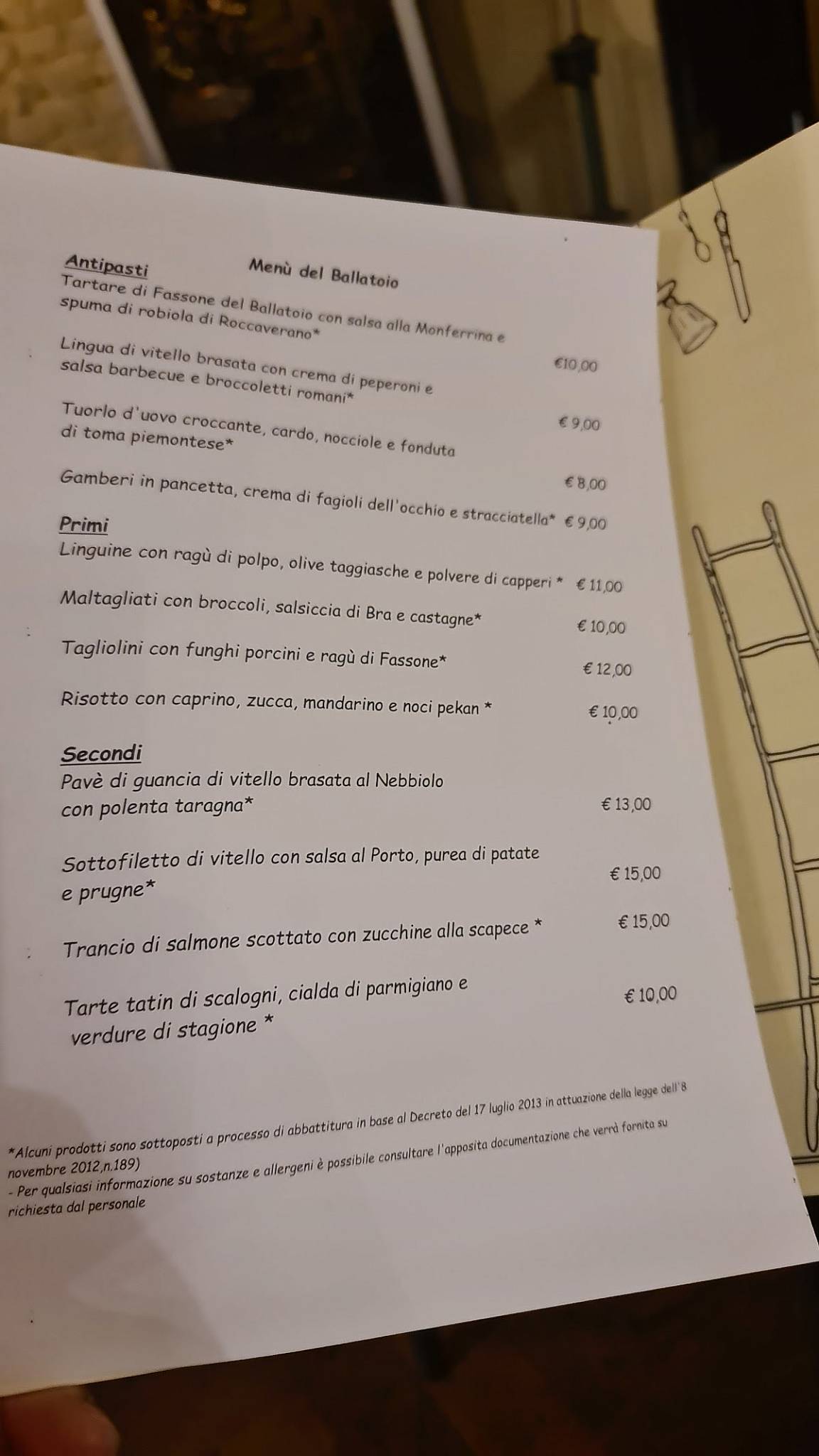 Menu da Ballatoio - Bistrot di Ringhiera ristorante, Torino