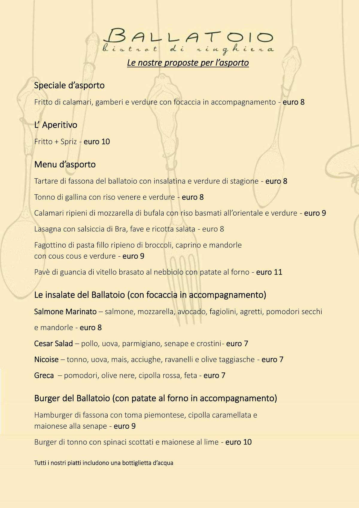 Menu da Ballatoio - Bistrot di Ringhiera ristorante, Torino