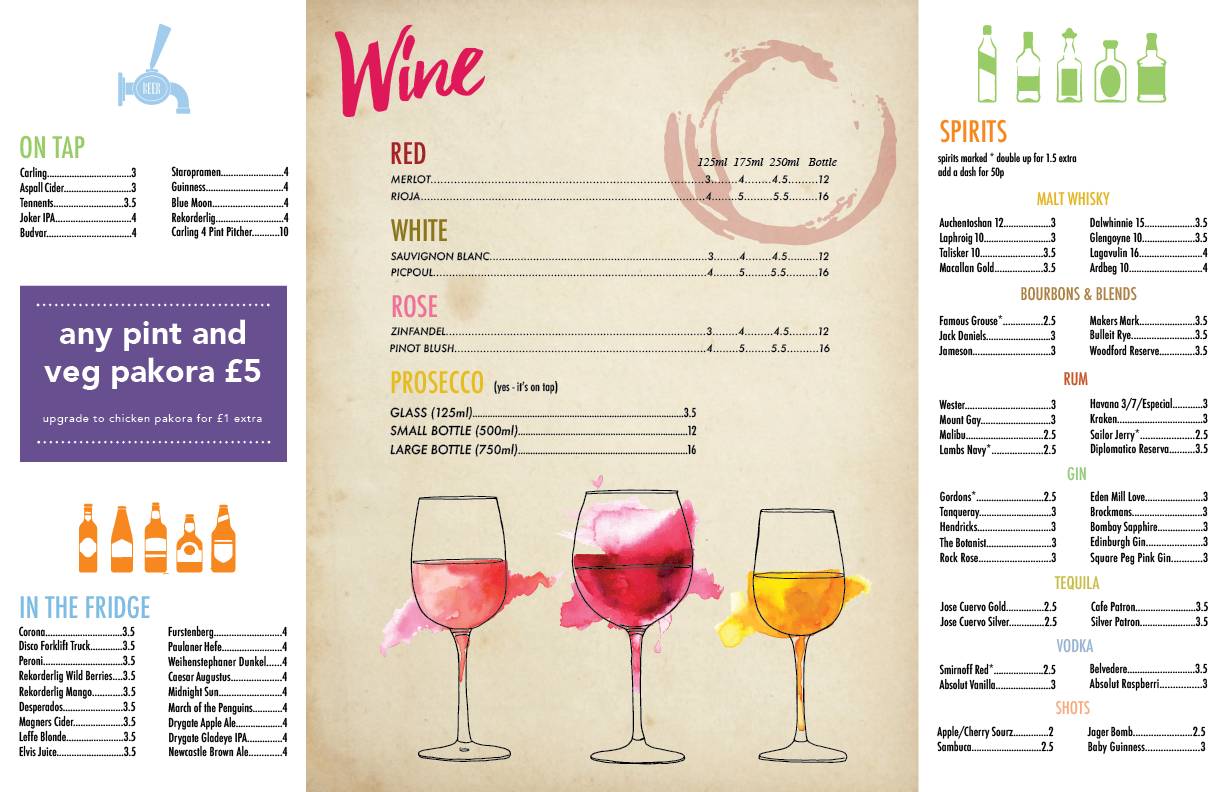 Menu at Bank Street Bar Kitchen, Glasgow