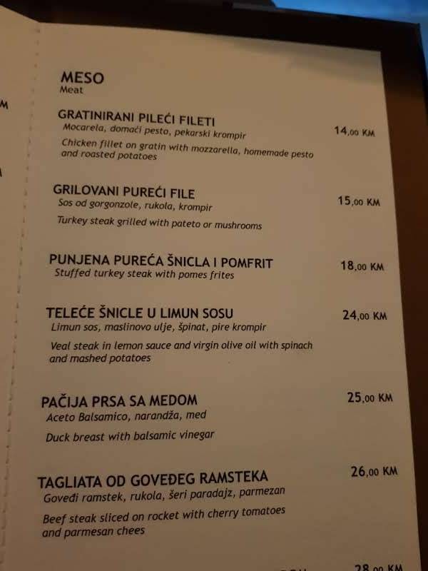 Menu at BarSa - Pizzeria Restaurant, Sarajevo