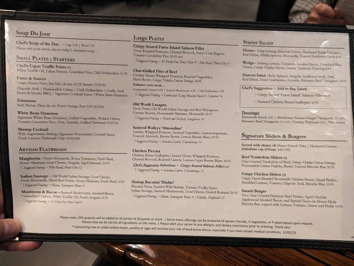 Menu at Our Table American Bistro restaurant, Bargersville