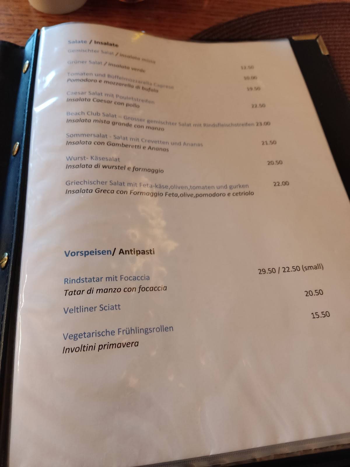 Menu da Beach Club Sils, Sils im Engadin/Segl, Via Riva d'Lej