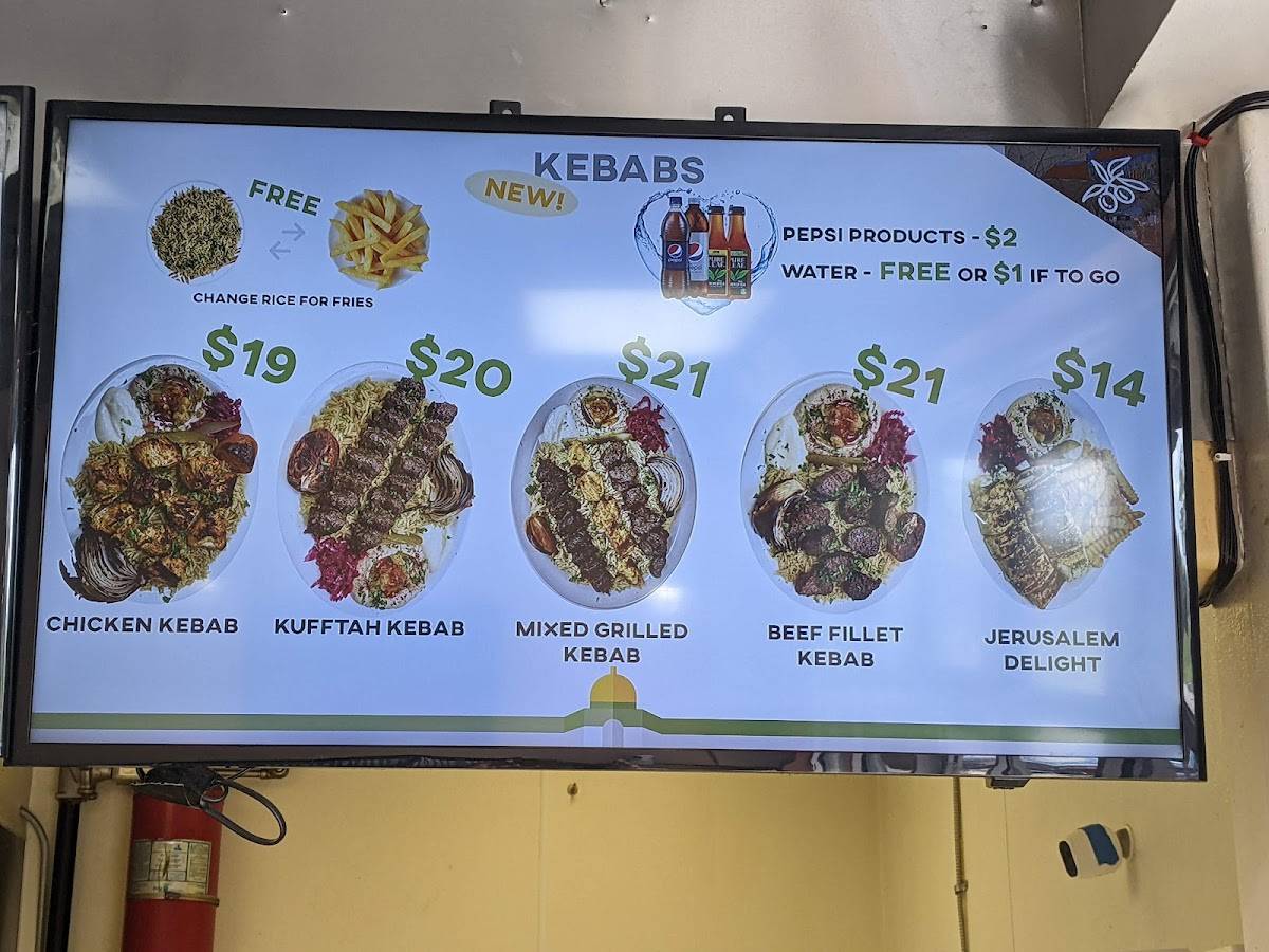 Menu at Taste of Jerusalem restaurant, Fairborn