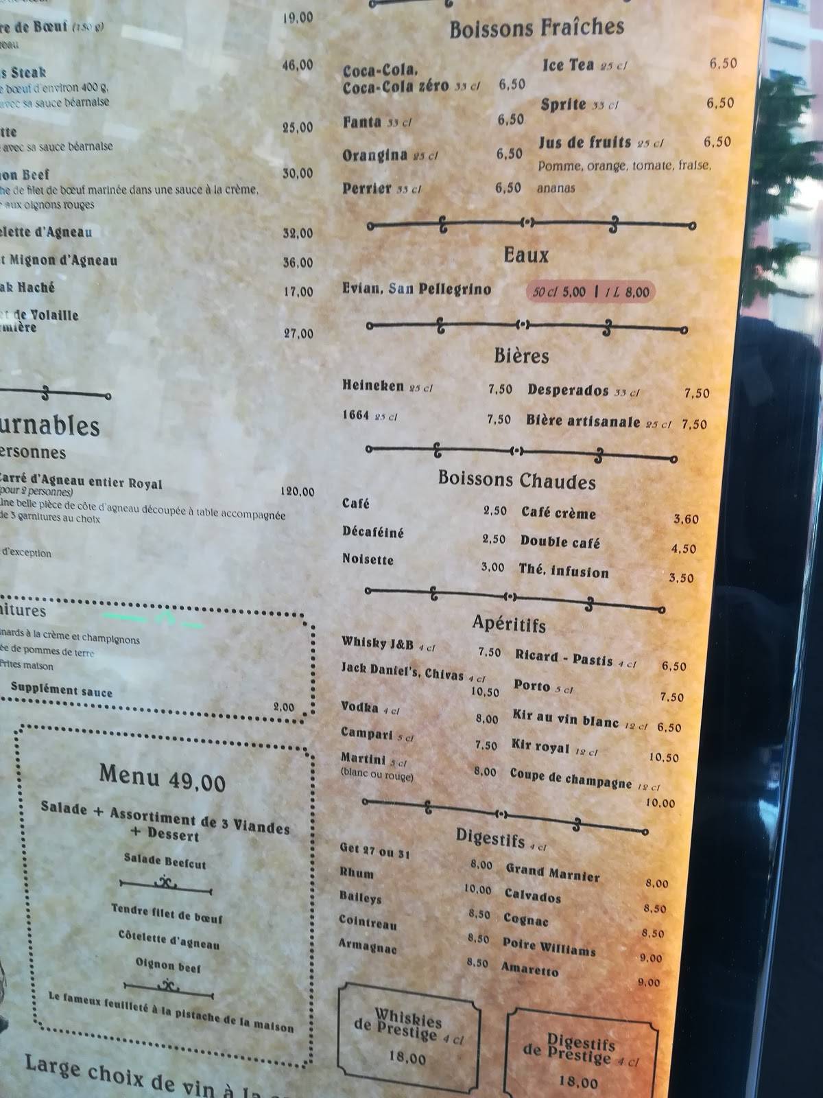 Menu at Beef Cut steakhouse, Courbevoie