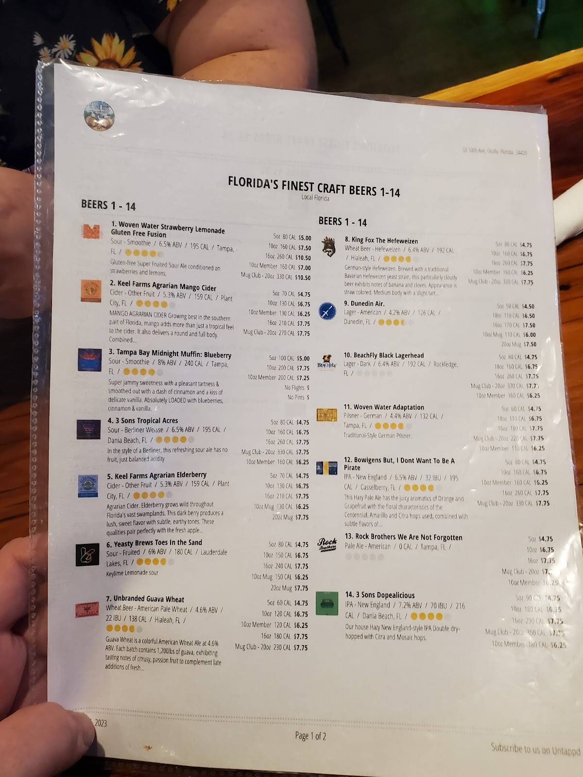 Menu at Flying Boat Tap Room LLC pub & bar, Ocala, SE 58th Ave