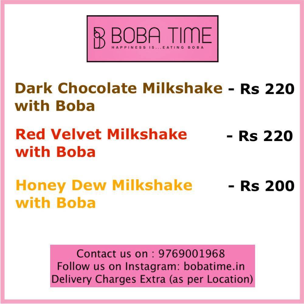 Menu at Boba Time, Bengaluru