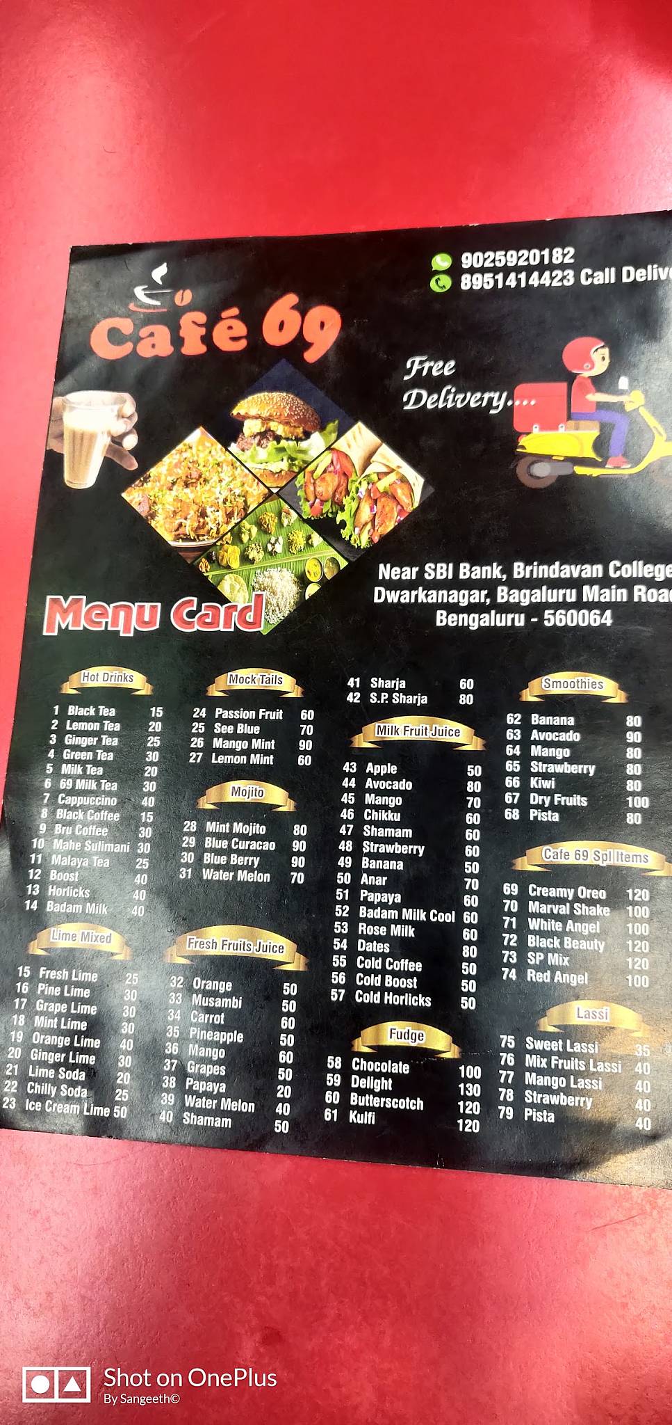 Menu at Café 69, Bengaluru, 6