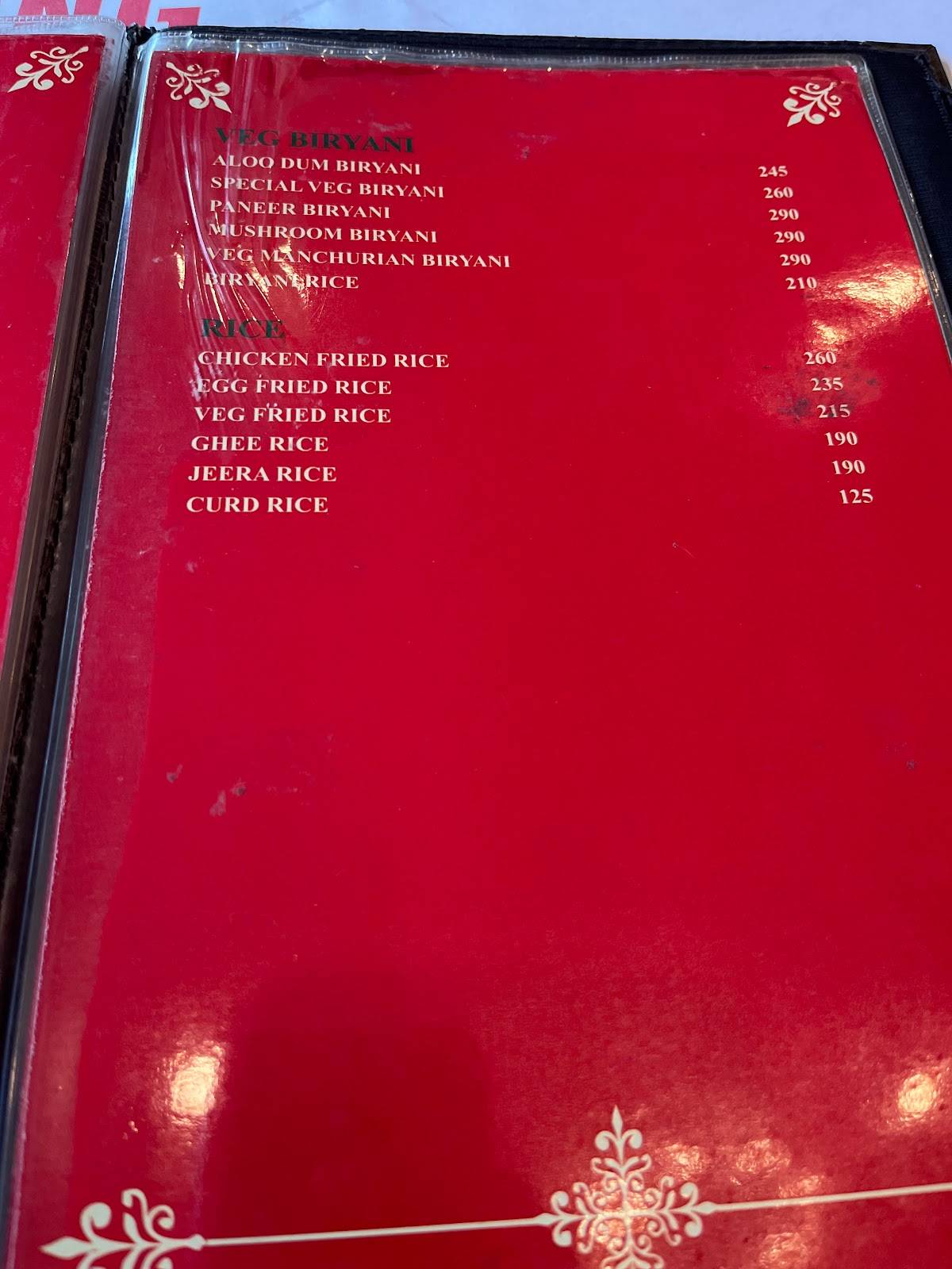 Menu at Meghana Foods Residency Road, Bengaluru, Jayalakshmi Chambers
