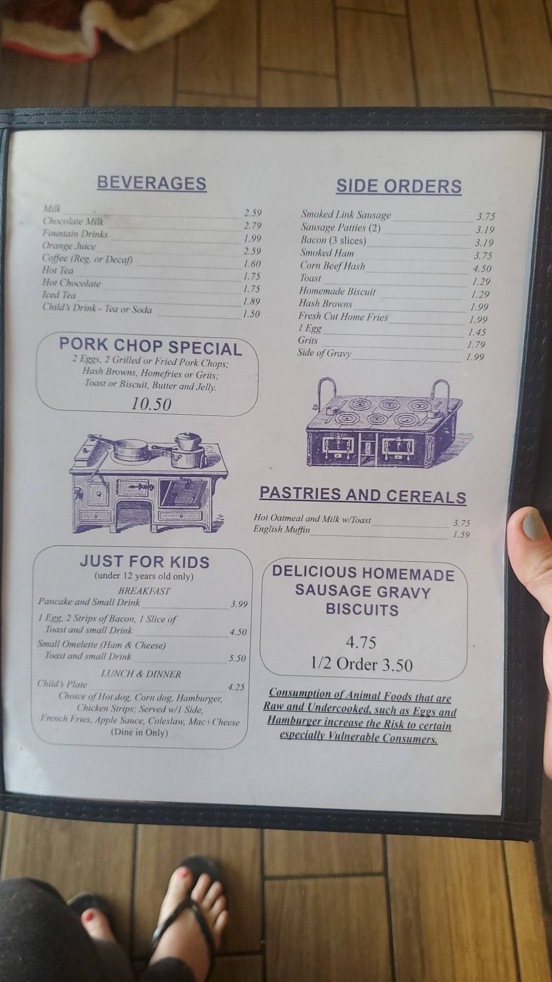 Menu at Bett's Big T Restaurant, Chiefland