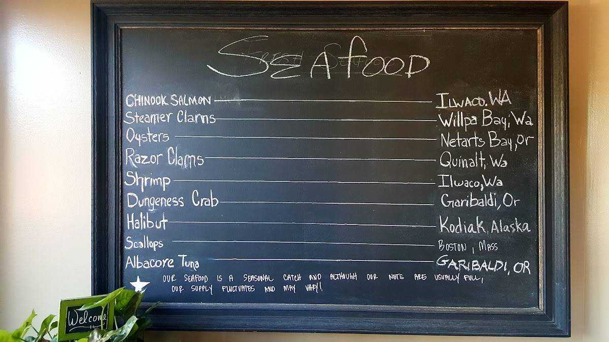 Menu at Big Wave Cafe, Manzanita