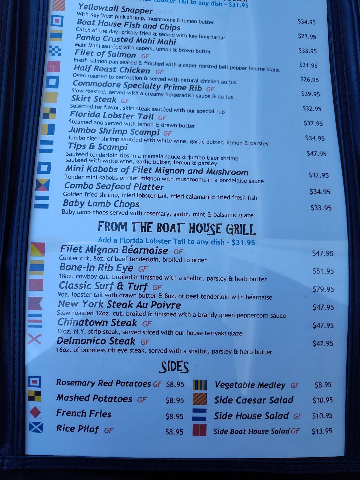 Menu at Boat House Bar & Grill, Key West, 220 Margaret Street