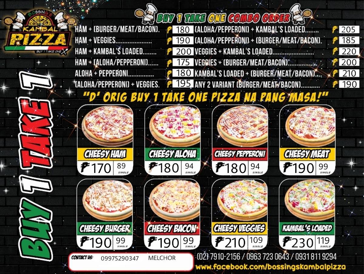 Menu at Bossing Kambal Pizza Cogeo pizzeria, Antipolo