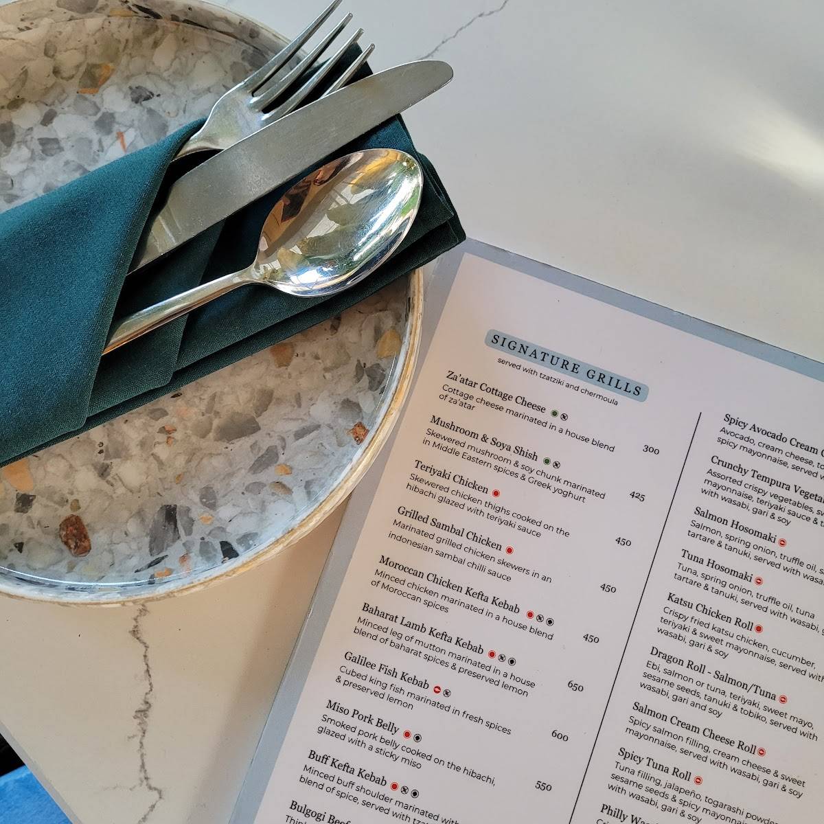 Menu at Brassa, Bengaluru