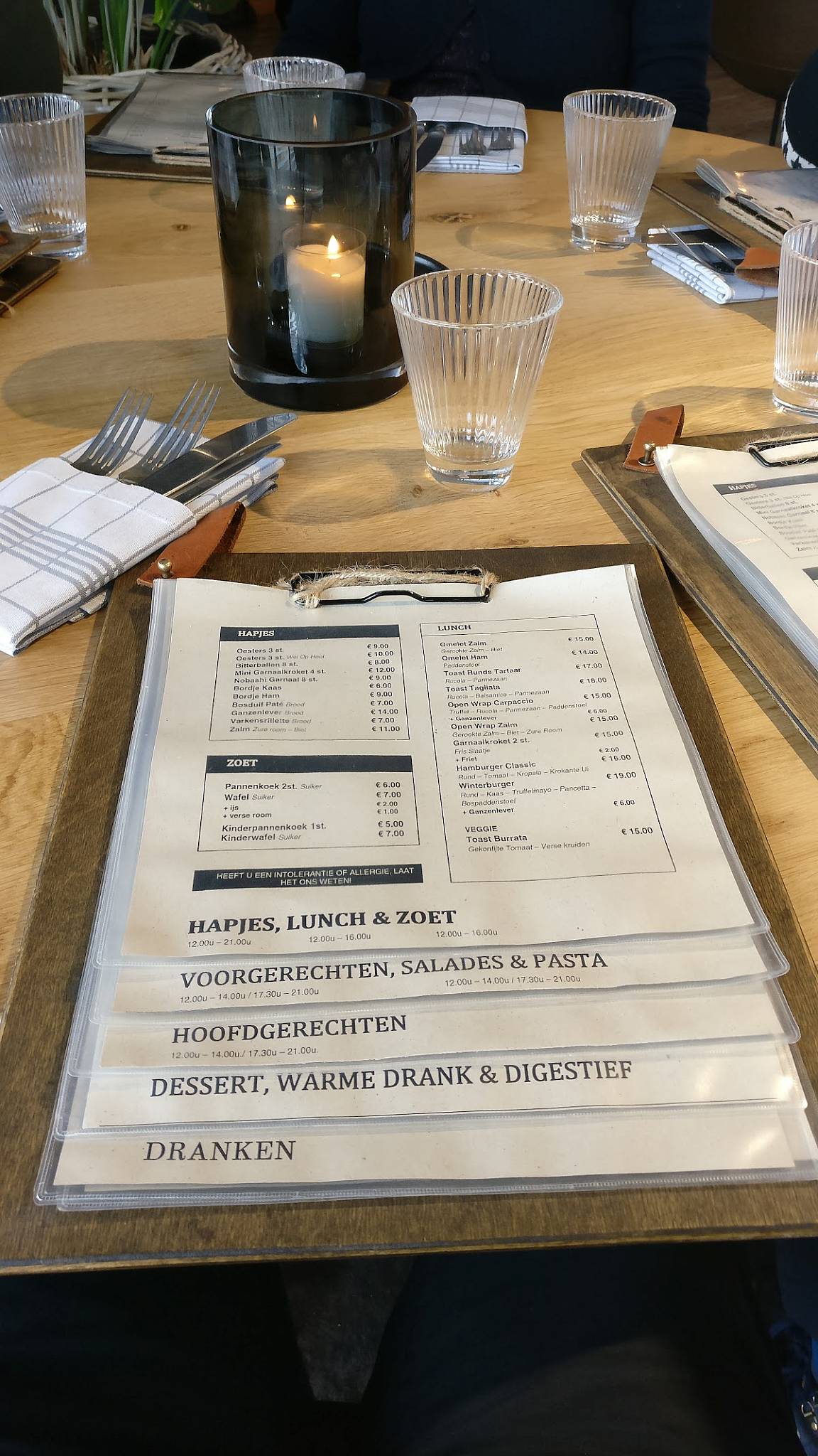 Menu at Brasserie de Bosduif, Merksplas, Steenweg op Turnhout 191
